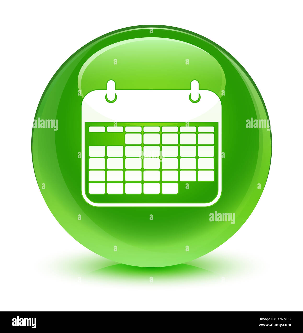 Calendar icon glassy green button Stock Photo - Alamy