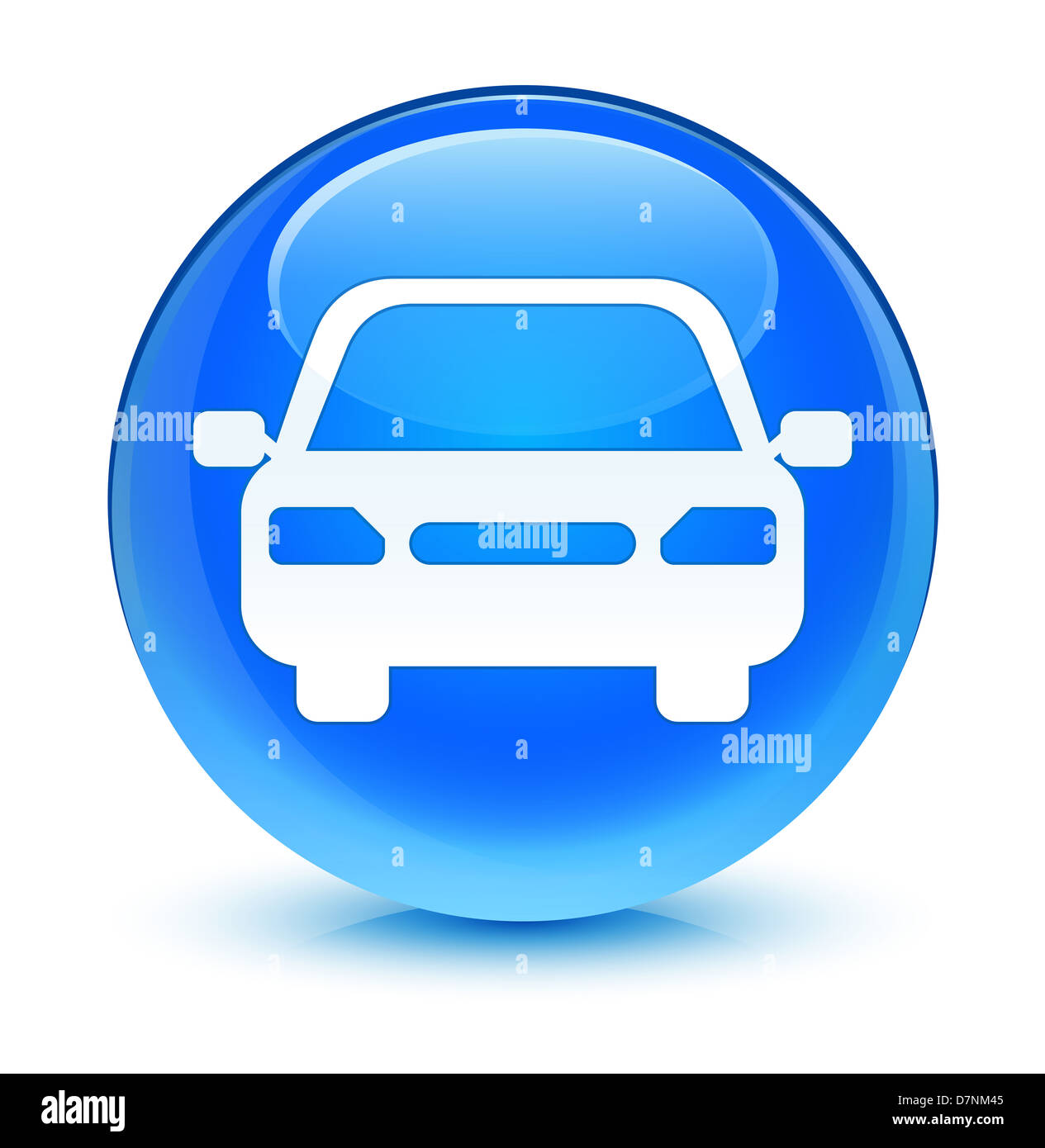 Car icon glassy blue button Stock Photo - Alamy