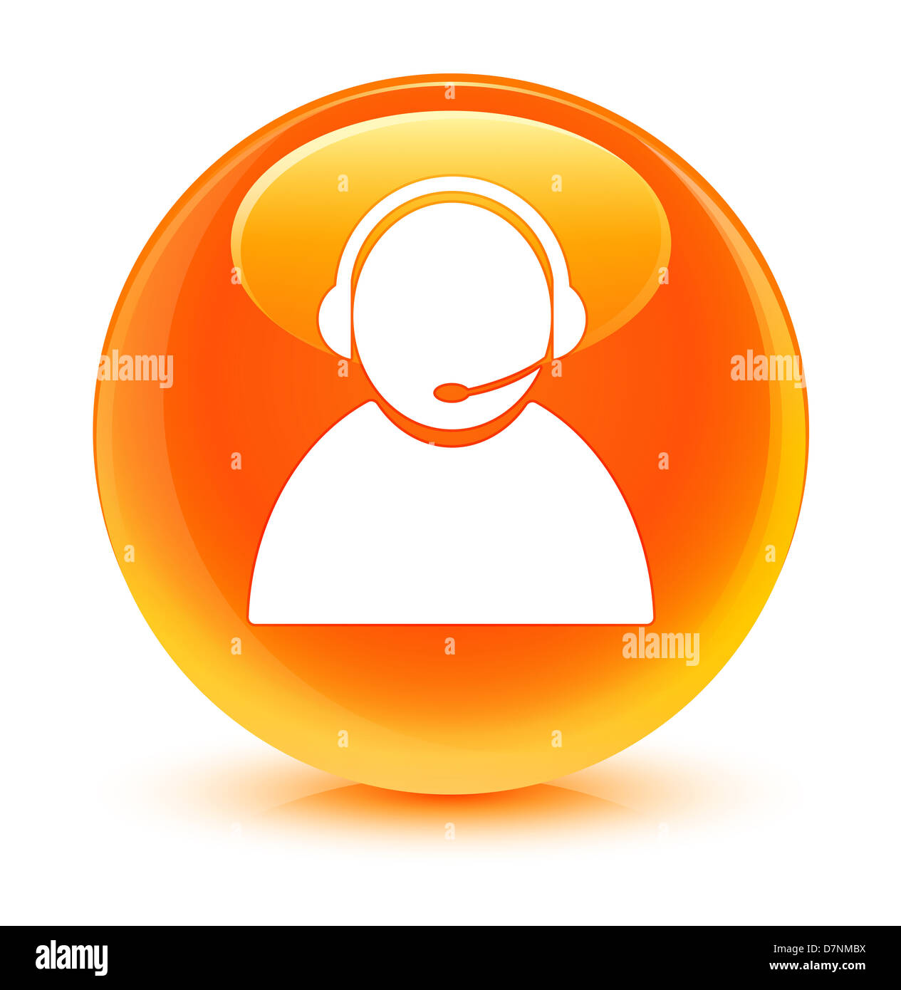 Customer care icon glassy orange button Stock Photo - Alamy
