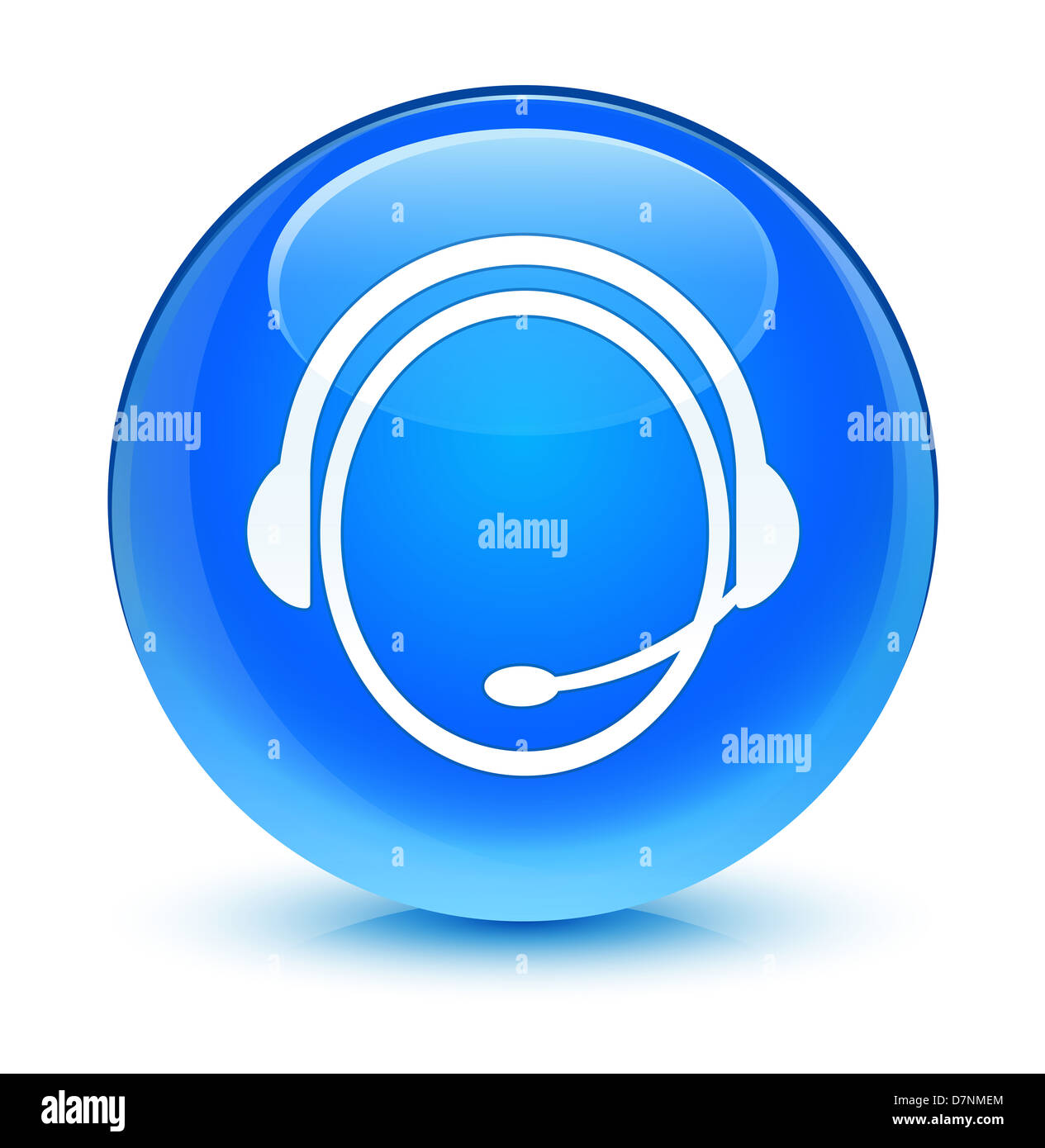 Customer service icon glassy blue button Stock Photo - Alamy
