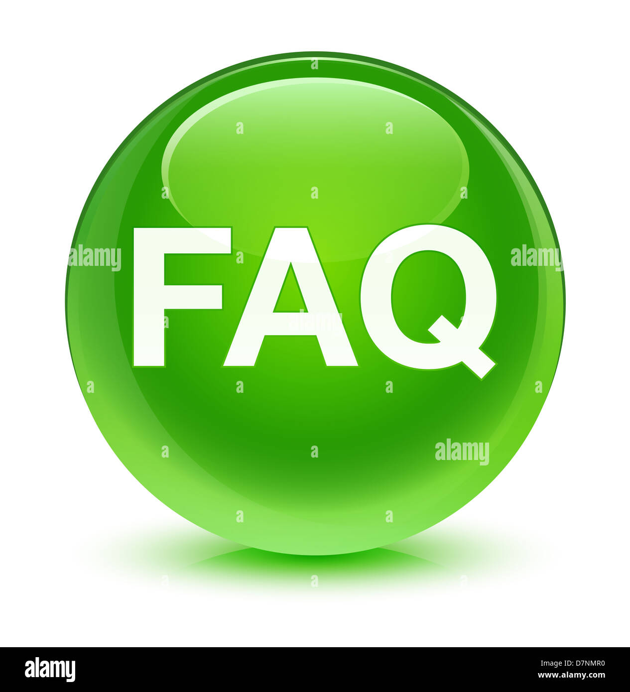 FAQ glassy green button Stock Photo - Alamy