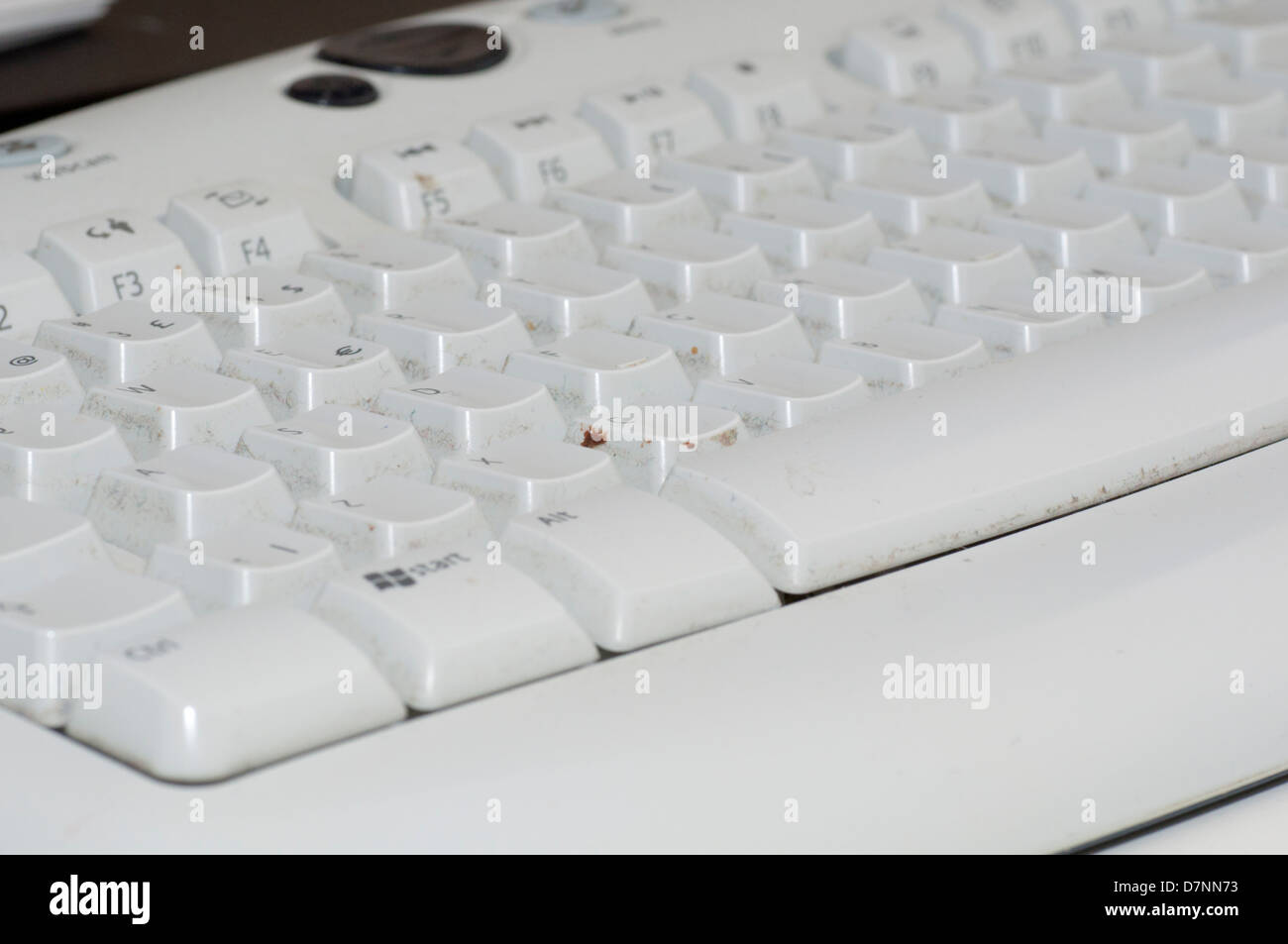 Close-up of a filthy, real-life computer keyboard Stock Photo - Alamy