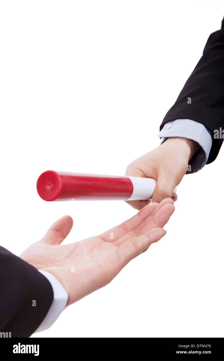 Business people in passing the baton Stock Photo - Alamy