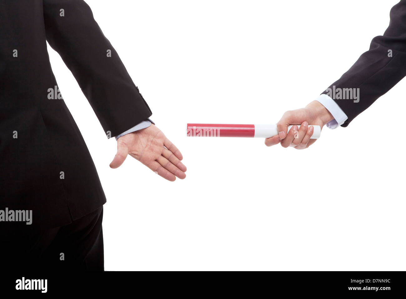 Business people in passing the baton Stock Photo - Alamy