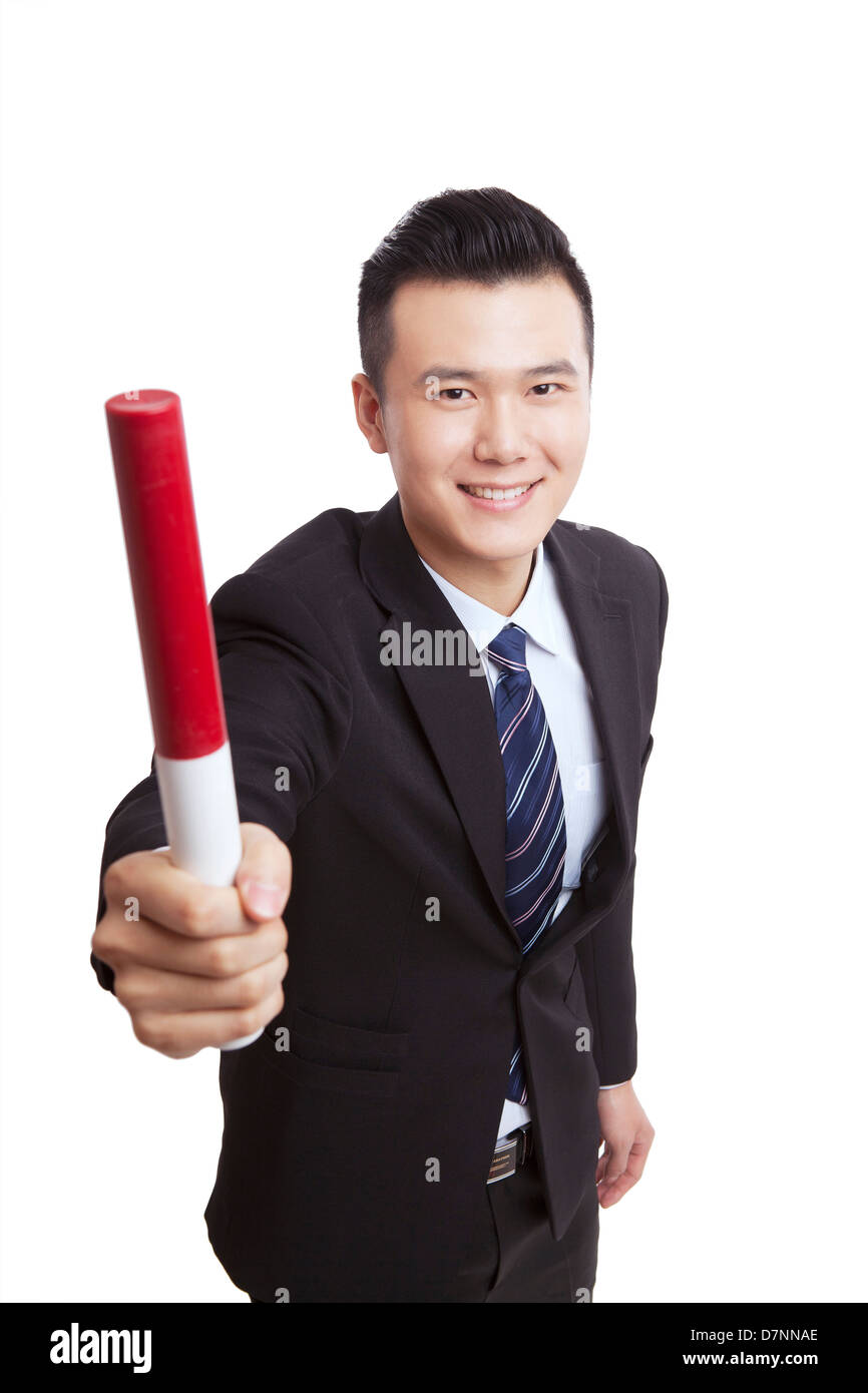 Holding the baton of business man Stock Photo - Alamy