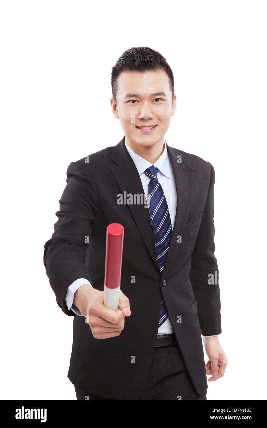 Holding the baton of business man Stock Photo - Alamy