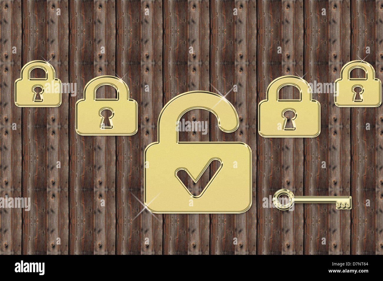 golden lock icon Stock Photo - Alamy