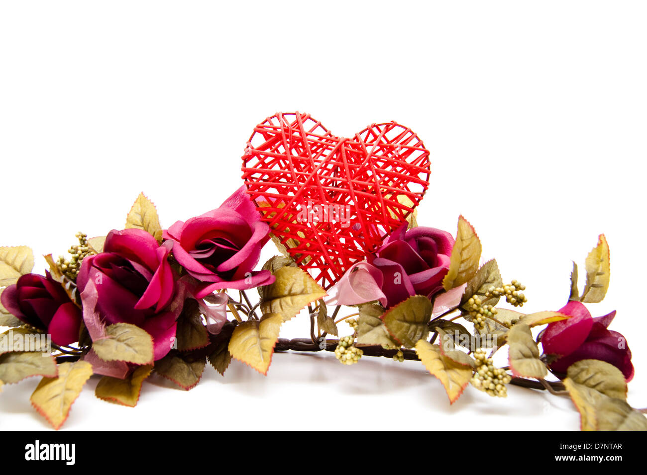 Red heart with roses Stock Photo - Alamy