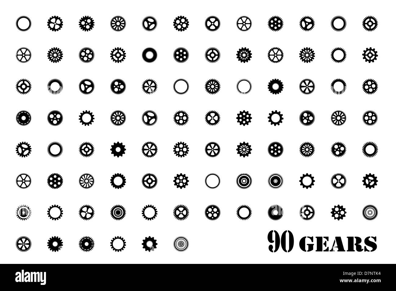 Illustration white gears Black and White Stock Photos & Images - Alamy