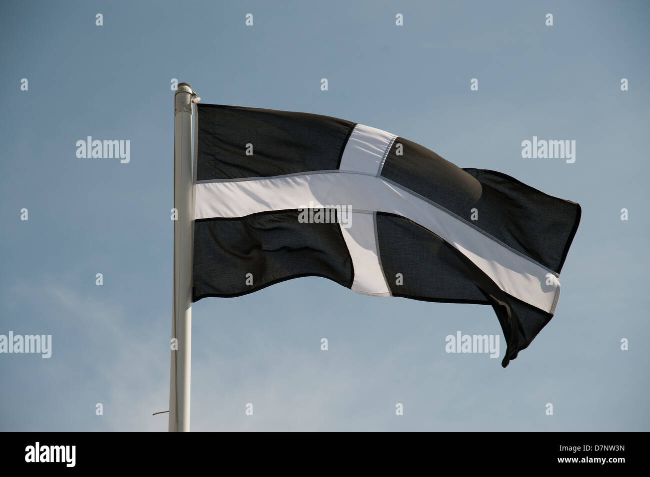 Saint Piran's flag the flag of Cornwall England UK Stock Photo - Alamy