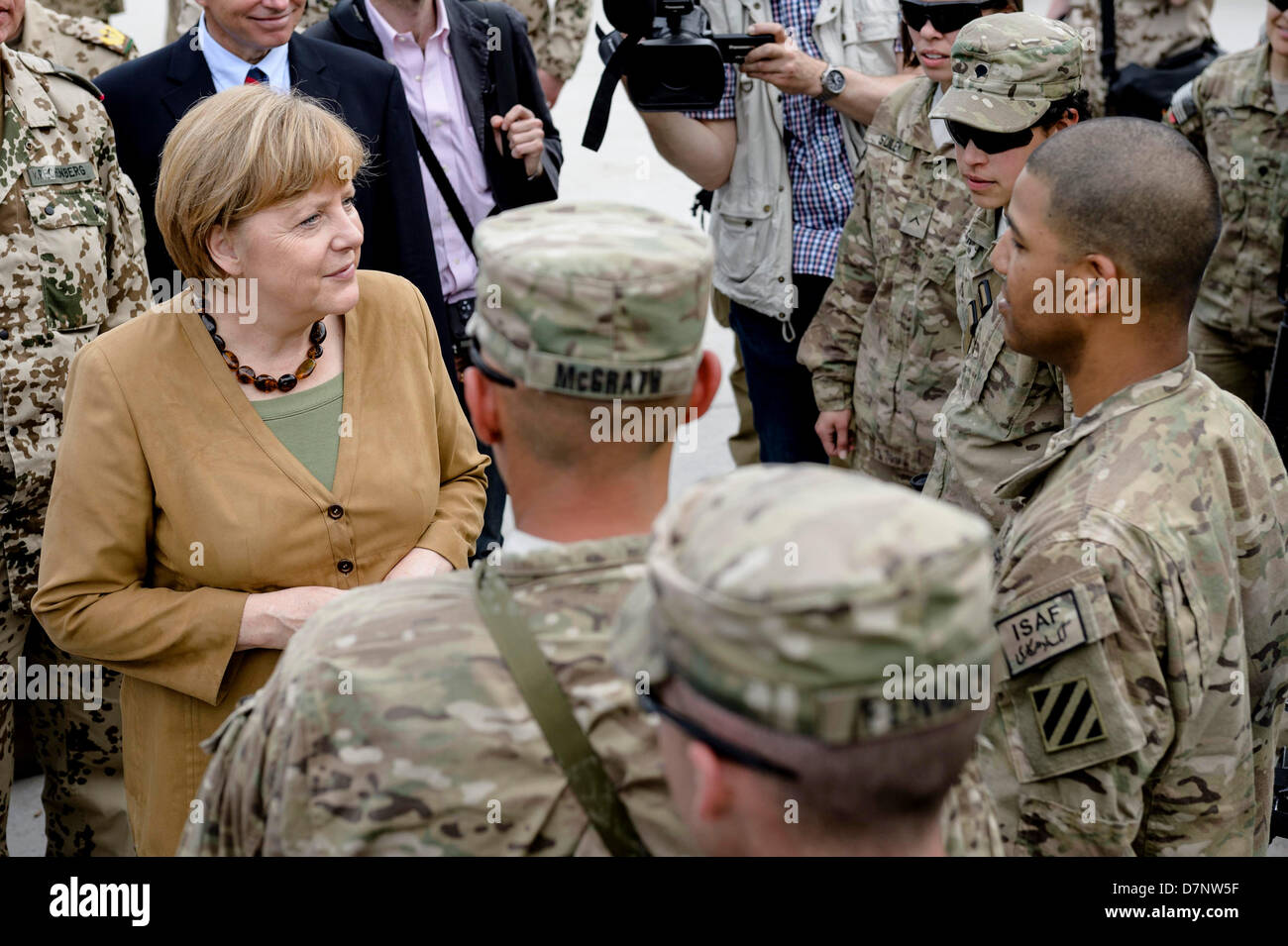 Kunduz, Afghanistan, 10 May 2013. German Chancellor Angela Merkel talks ...