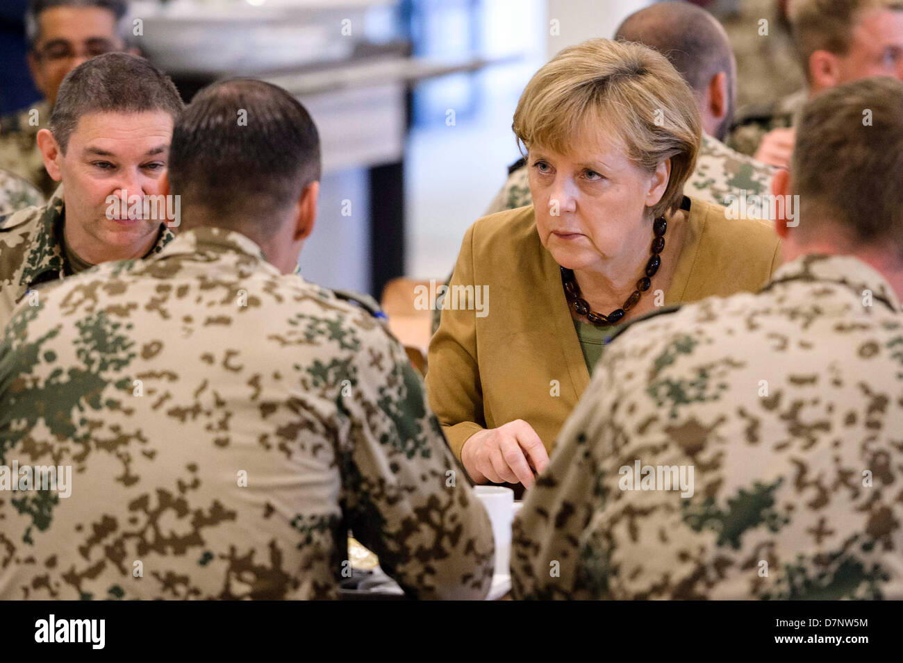 Kunduz, Afghanistan, 10 May 2013. German Chancellor Angela Merkel talks ...