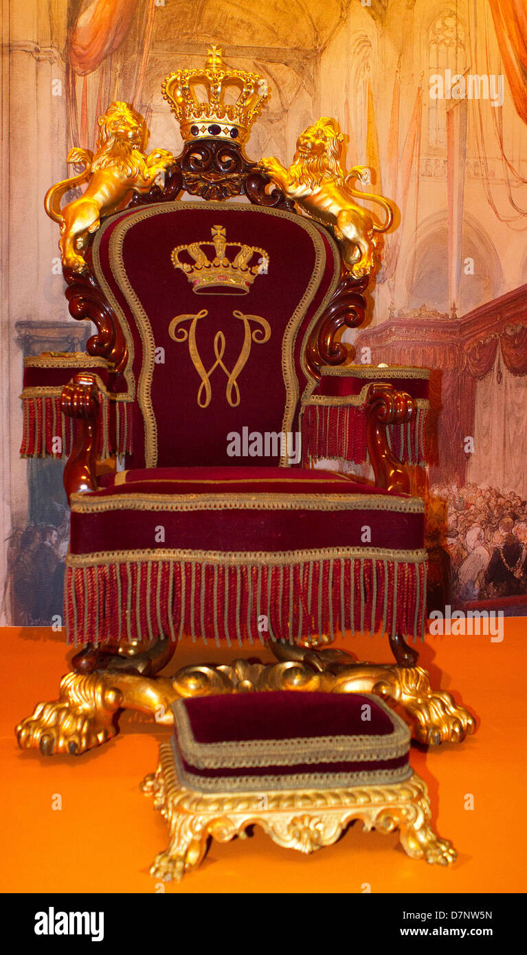 Amsterdam, The Netherlands, 10 May 2013. Throne of the dutch royal ...