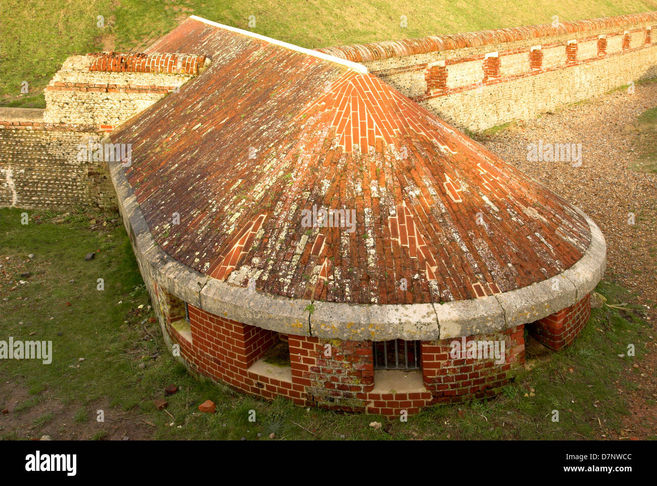 The south west Caponiere and Carnot wall of Shoreham Fort at the mouth ...
