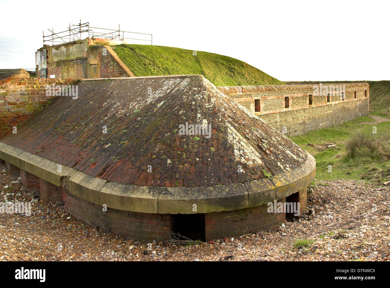 The north west Caponiere and Carnot wall of Shoreham Fort at the mouth ...
