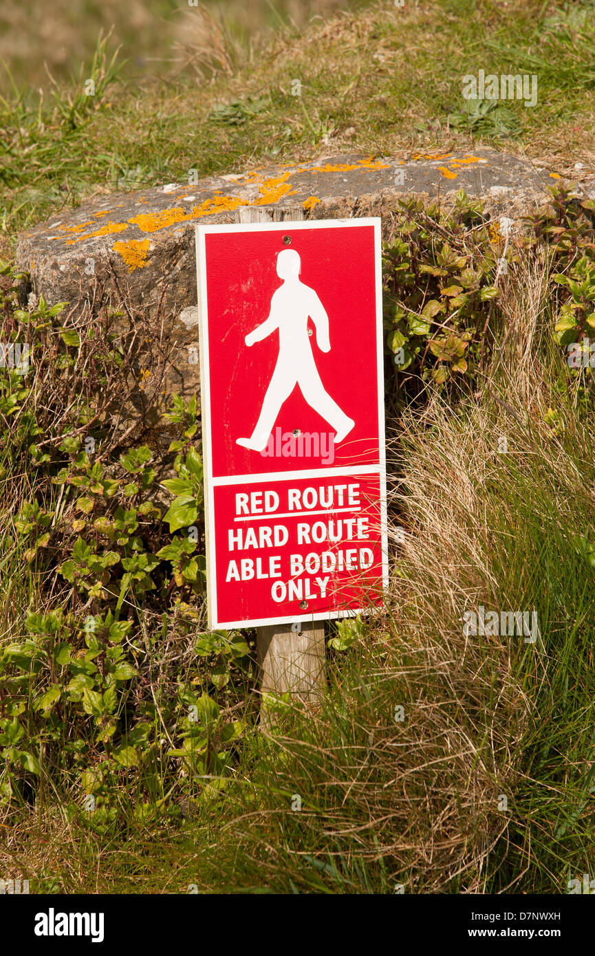 Red Route walking path for able bodied people only. Cornwall UK warning ...