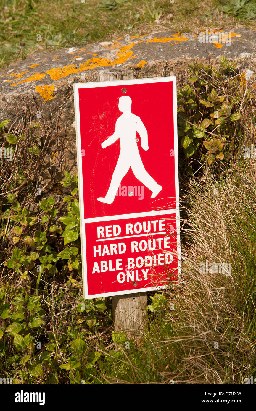 Red Route walking path for able bodied people only. Cornwall UK warning ...