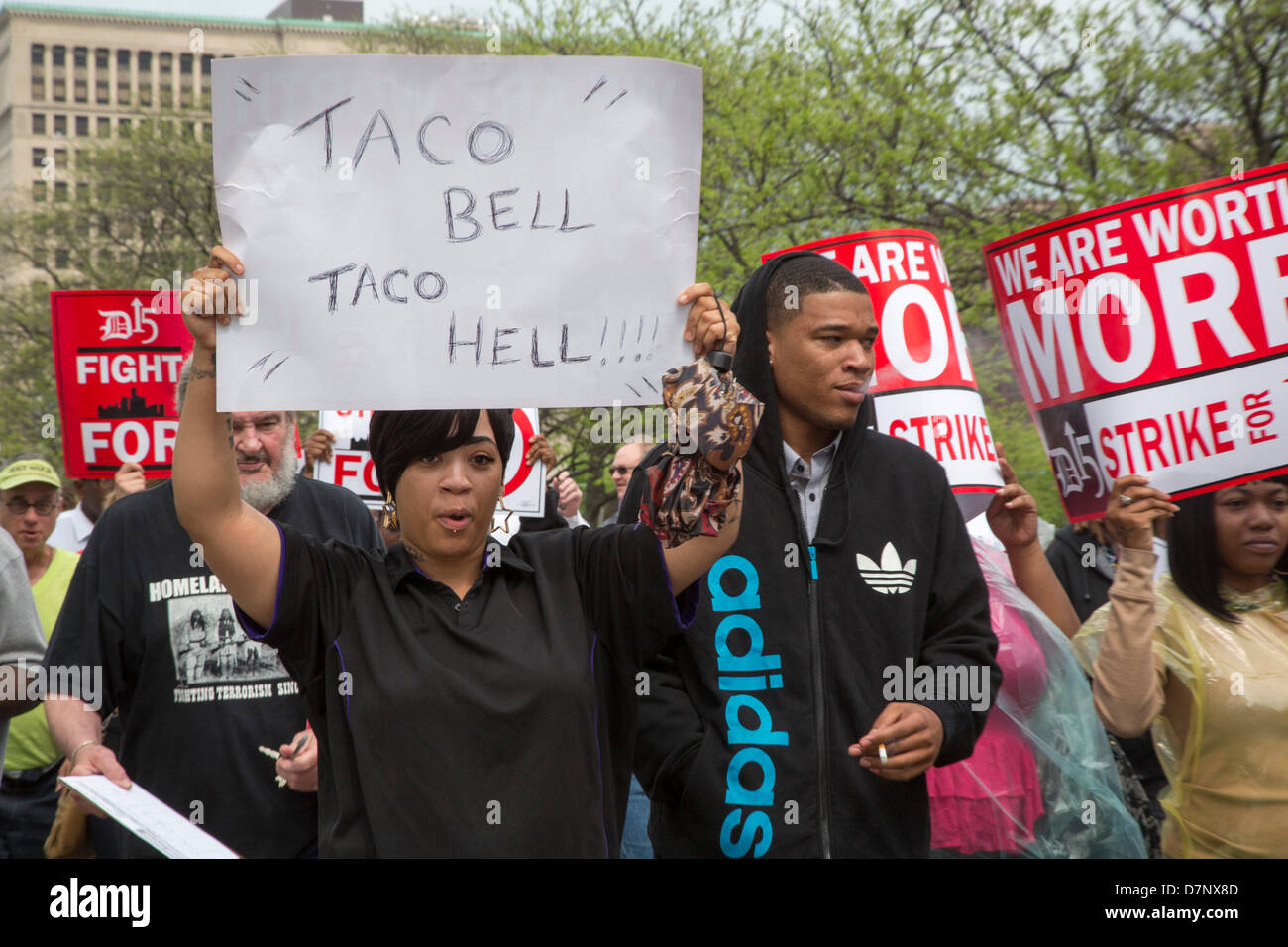 Detroit, Michigan USA. Hundreds rallied near a McDonald's restaurant in ...