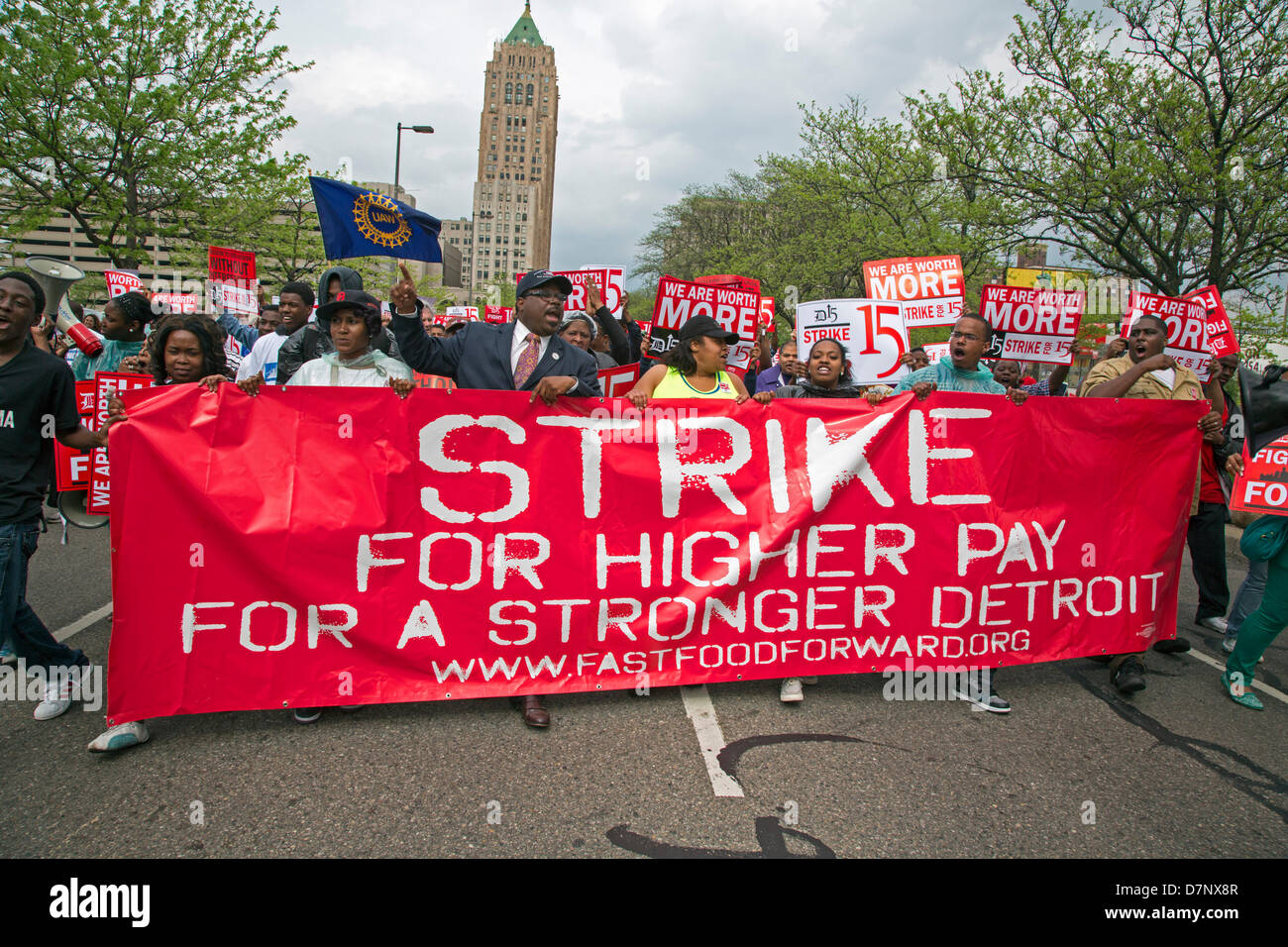 Detroit, Michigan USA. Hundreds rallied near a McDonald's restaurant in ...