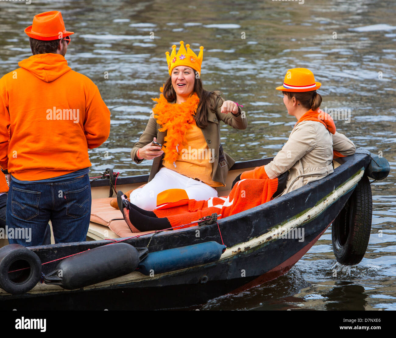 Annual Queens Day in The Netherlands. Boat parade in the canals of ...