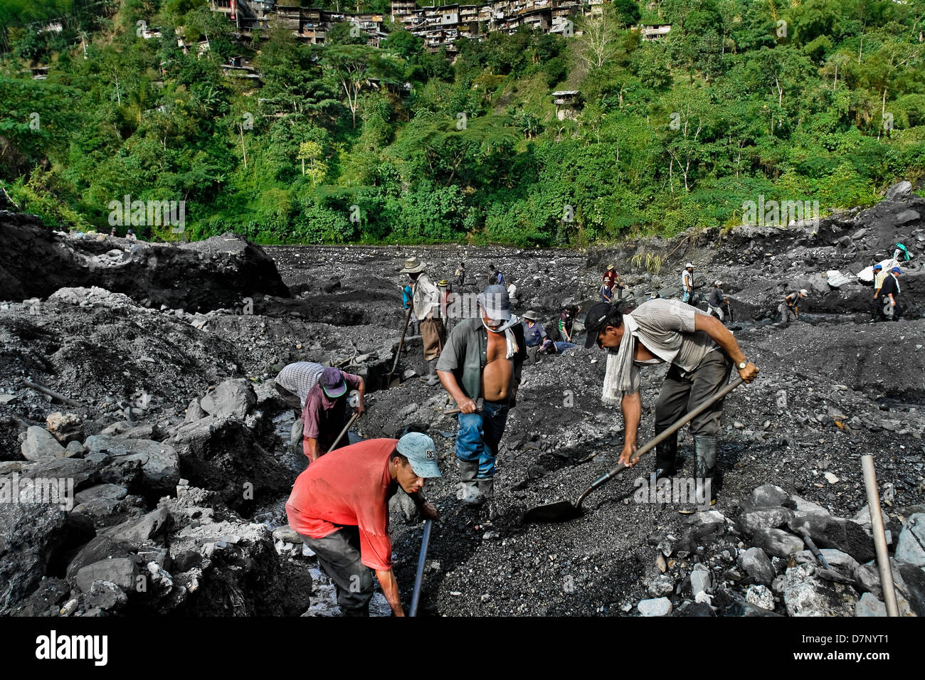 Miners search for emeralds in the mine of Muzo, Colombia Stock Photo ...