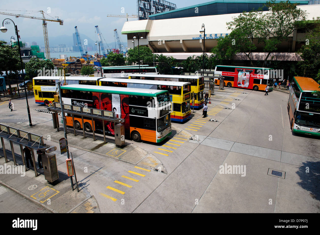 Bus terminal near the Wan Chai ferry pier Stock Photo - Alamy