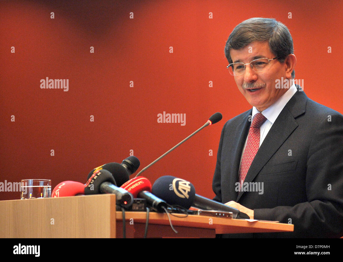 Turkish Minister of Foreign Affairs Ahmet Davutoglu talks in Turkish ...