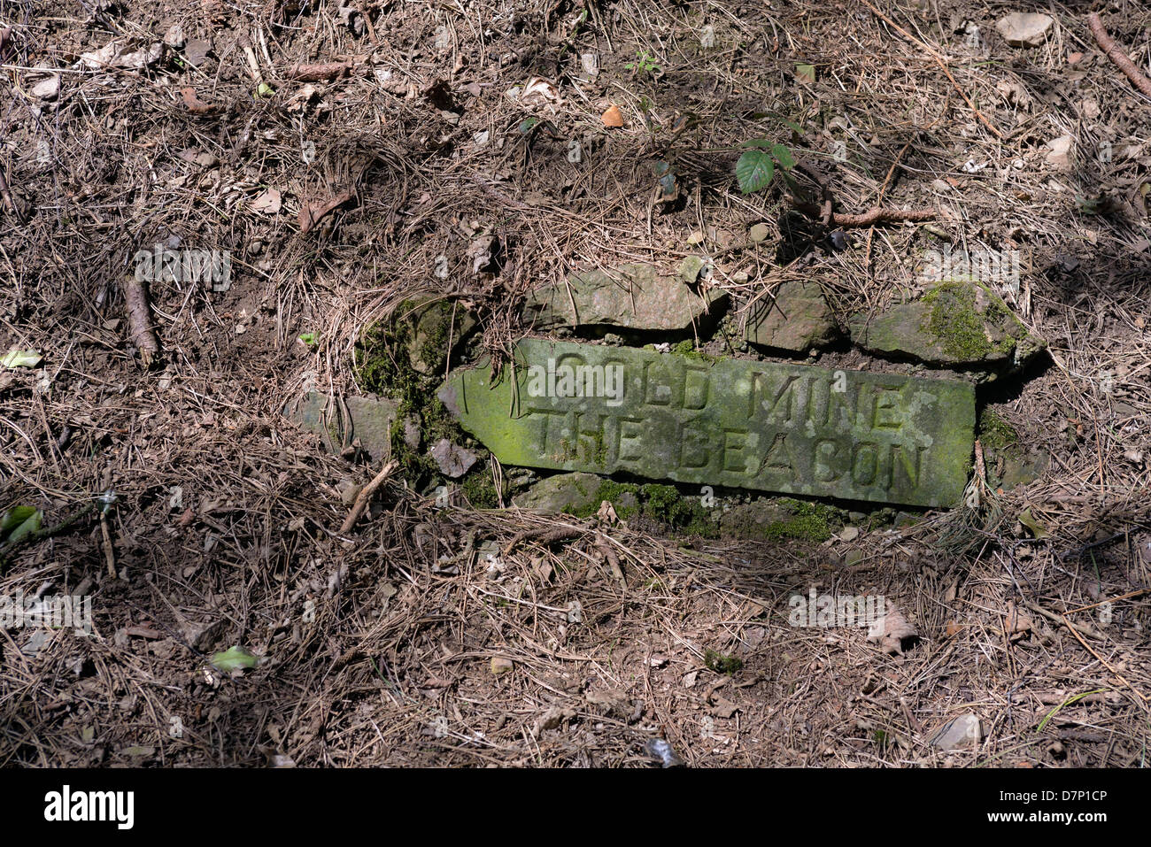 sign Coal Mine and Beacon on a path in the Malvern Hills ...