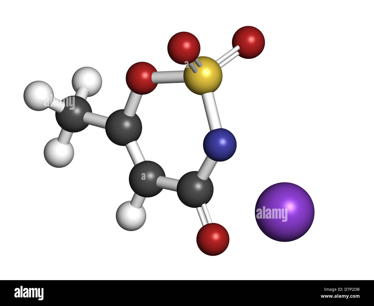 Acesulfame artificial sweetener, molecular model. Acesulfame is mainly ...