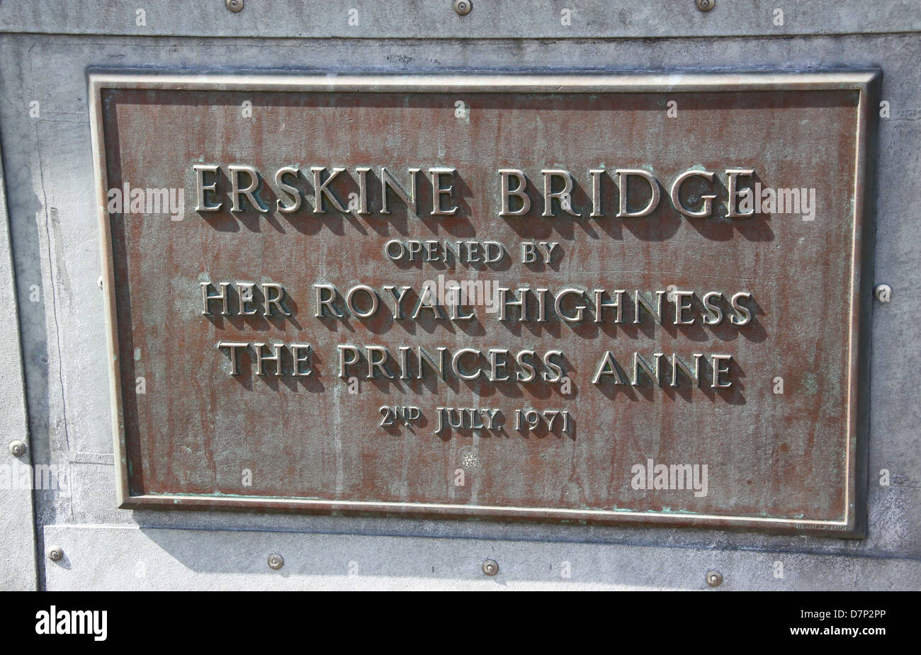 Commemorative opening plaque on Erskine Bridge opened by HRH Princess ...