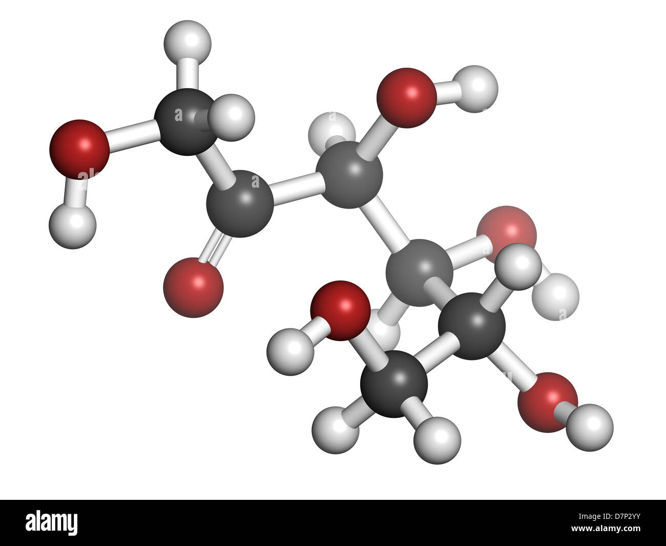 Tagatose sweetener, molecular model. Atoms are represented as spheres ...