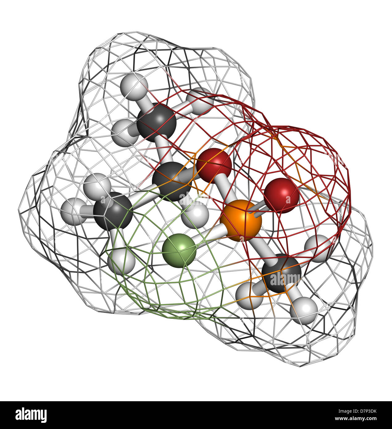 Sarin nerve agent, molecular model. Sarin is a chemical weapon ...