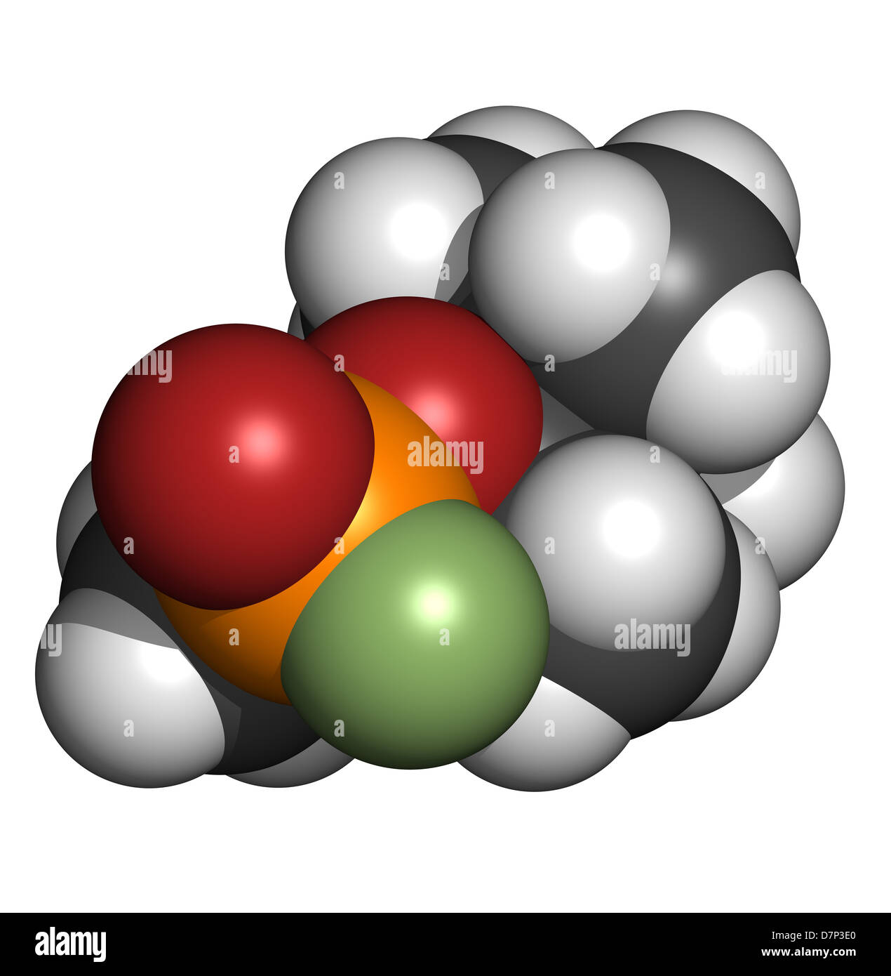 Soman nerve agent, molecular model. Soman is a chemical weapon ...