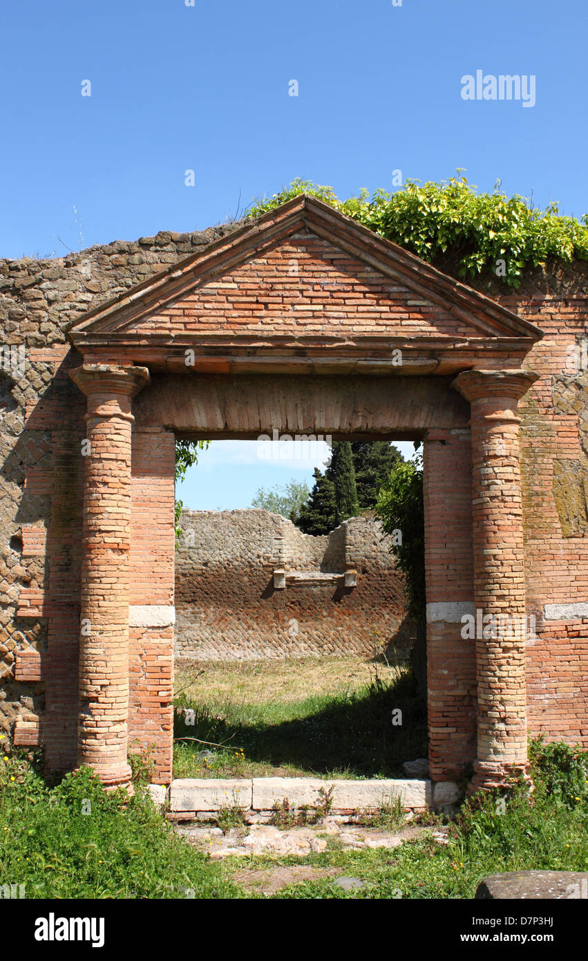 Entrance of an old roman house in Ostia Antica, the old harbour of Rome ...