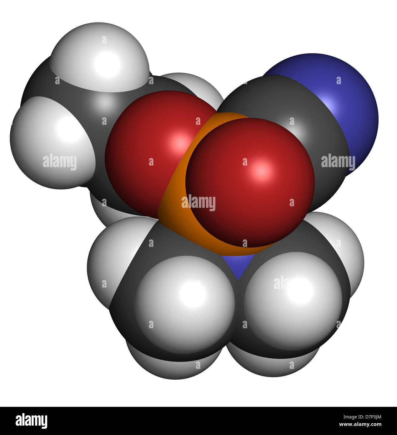 Tabun nerve agent, molecular model. Tabun is a chemical weapon ...