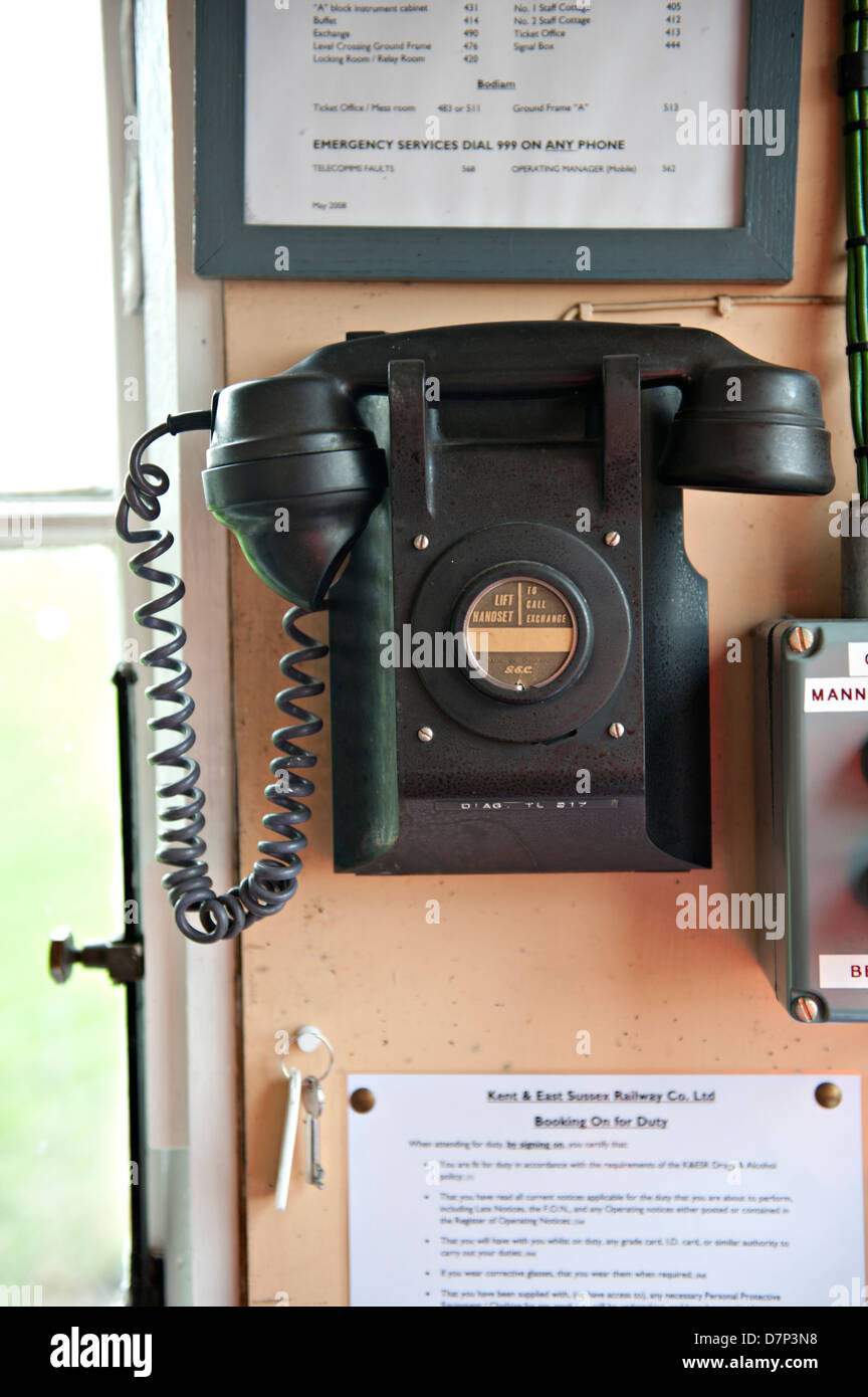 A vintage telephone inside the Crossing Keeper's Hut on the Kent and ...