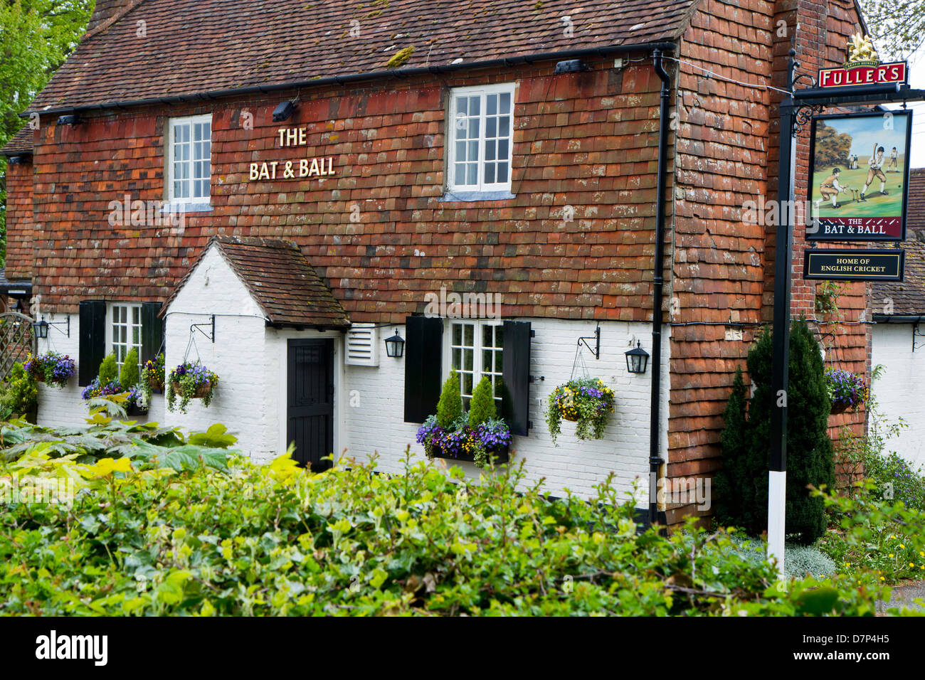 The Bat & Ball Inn Broadhalfpenny Down cricket ground Stock Photo - Alamy