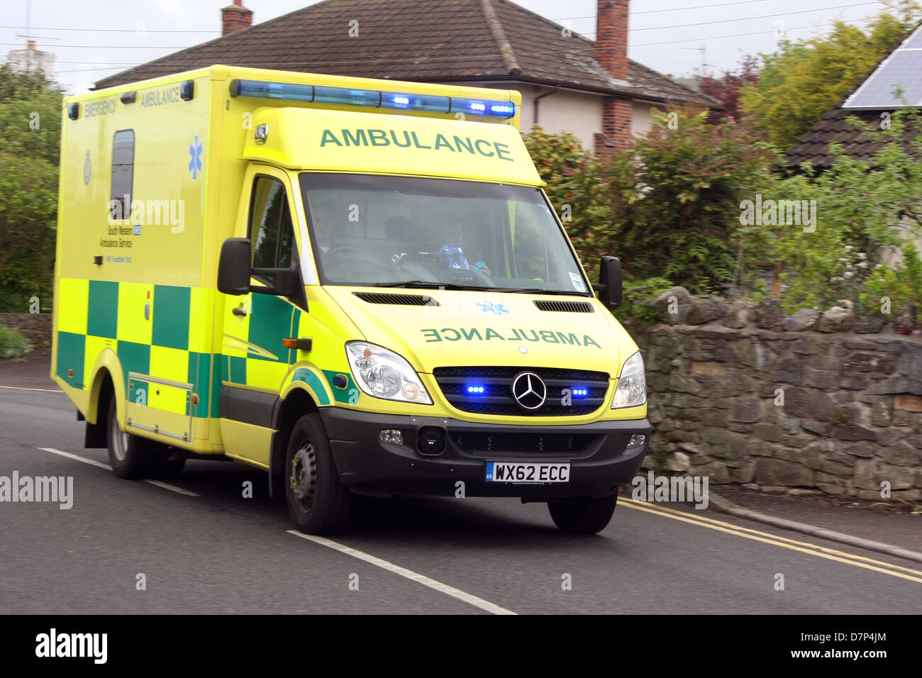 May 2013 - UK Ambulance on a fast blue light emergency run through the ...