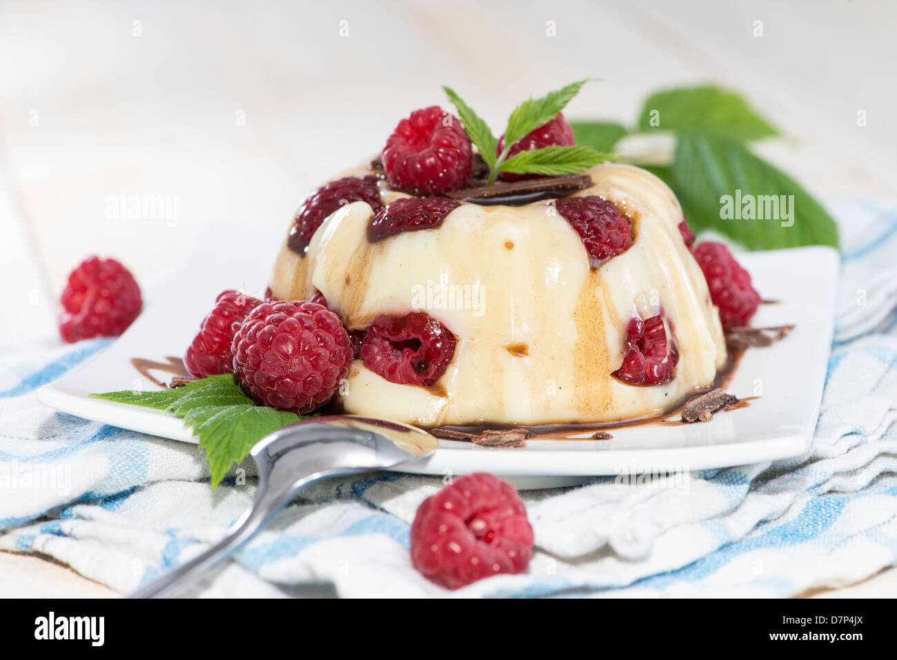 Homemade Raspberry Vanilla Pudding with fresh fruits and chocolate ...