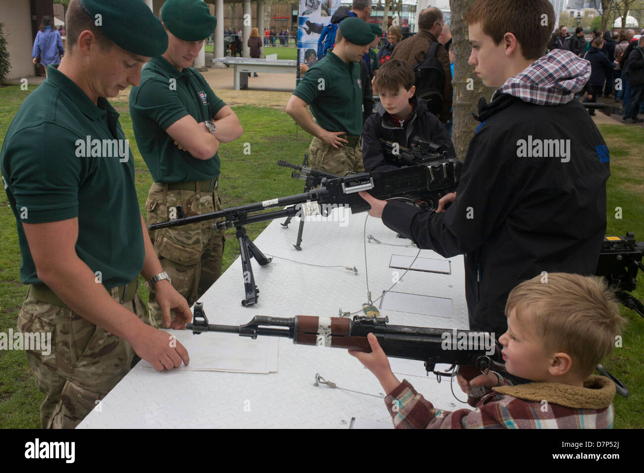 Members of Royal Marines Commandos demonstrate various weaponry to ...
