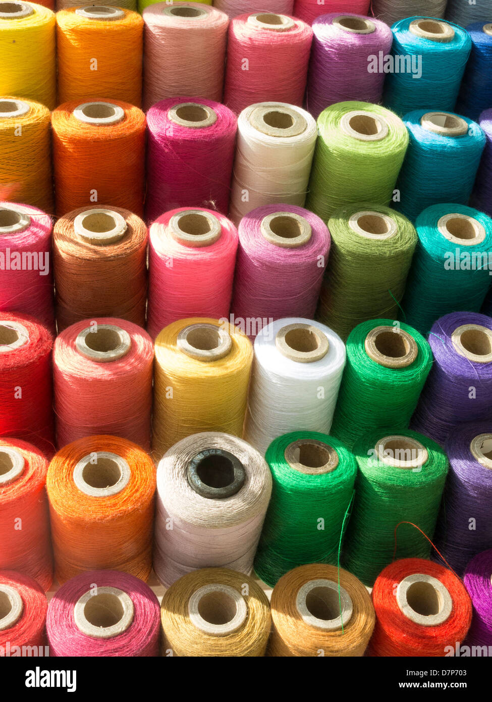 Spools of Thread Display Stock Photo - Alamy