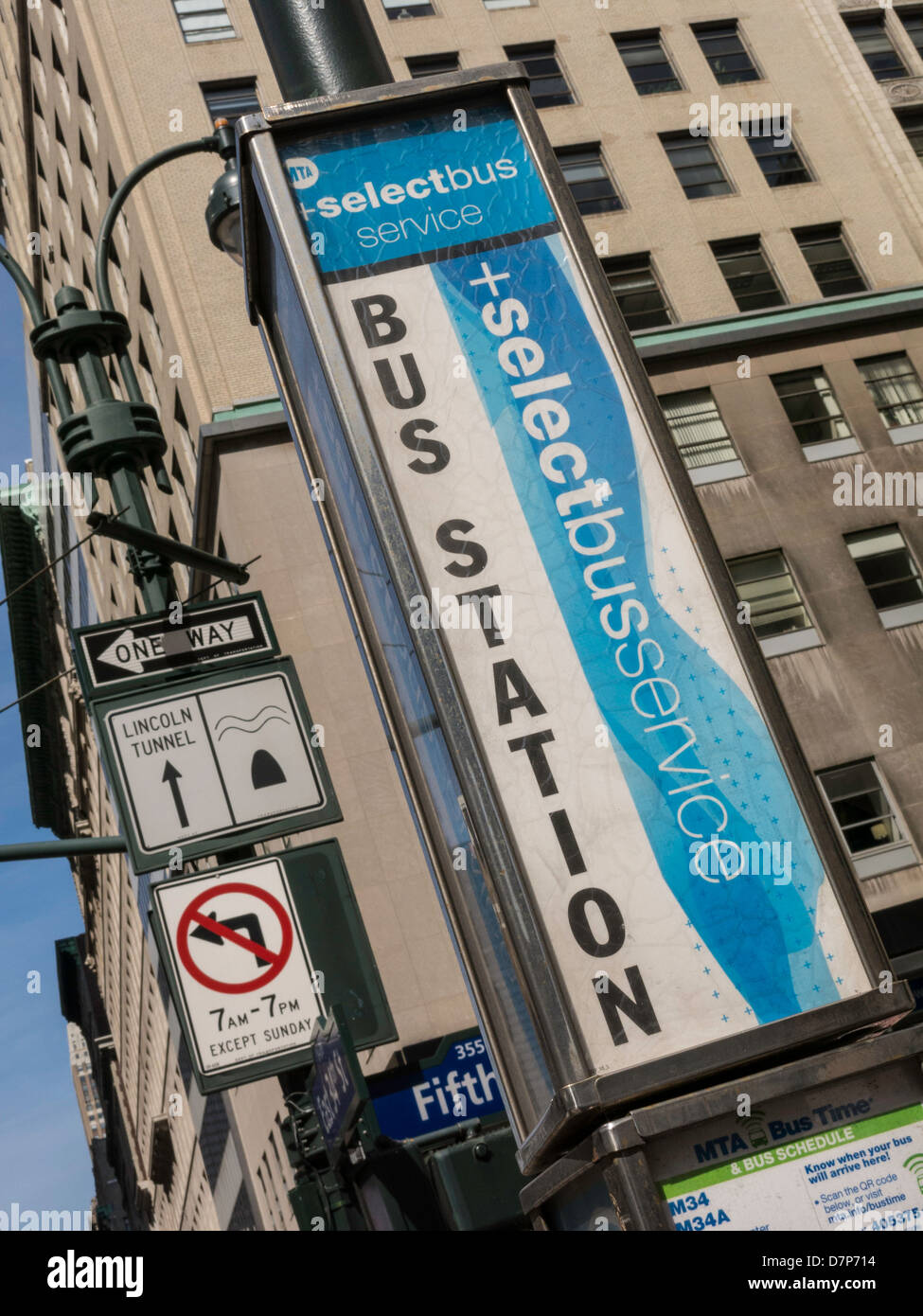 Bus Station Sign, NYC Stock Photo - Alamy