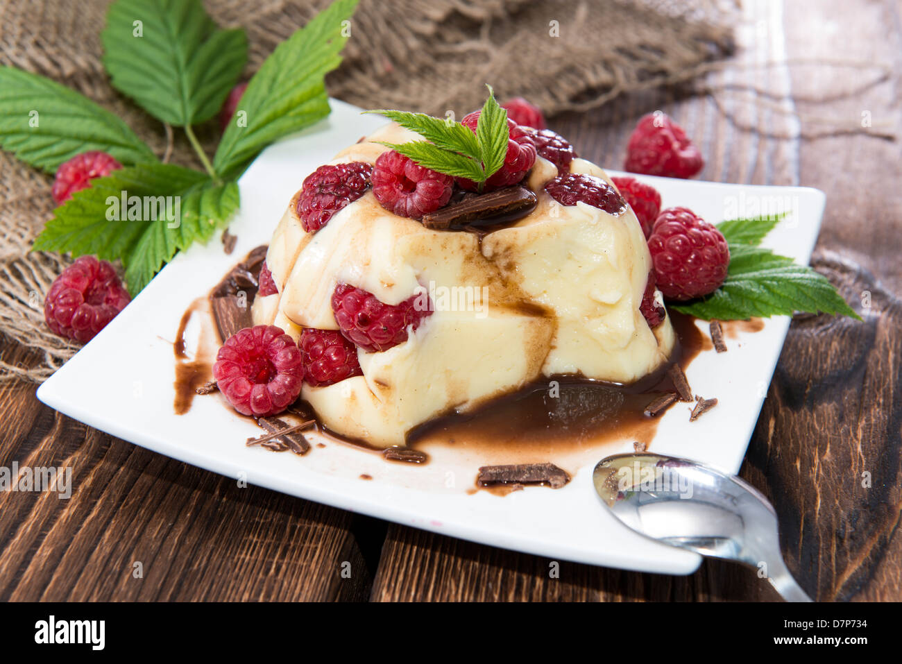 Homemade Raspberry Vanilla Pudding with fresh fruits and chocolate ...