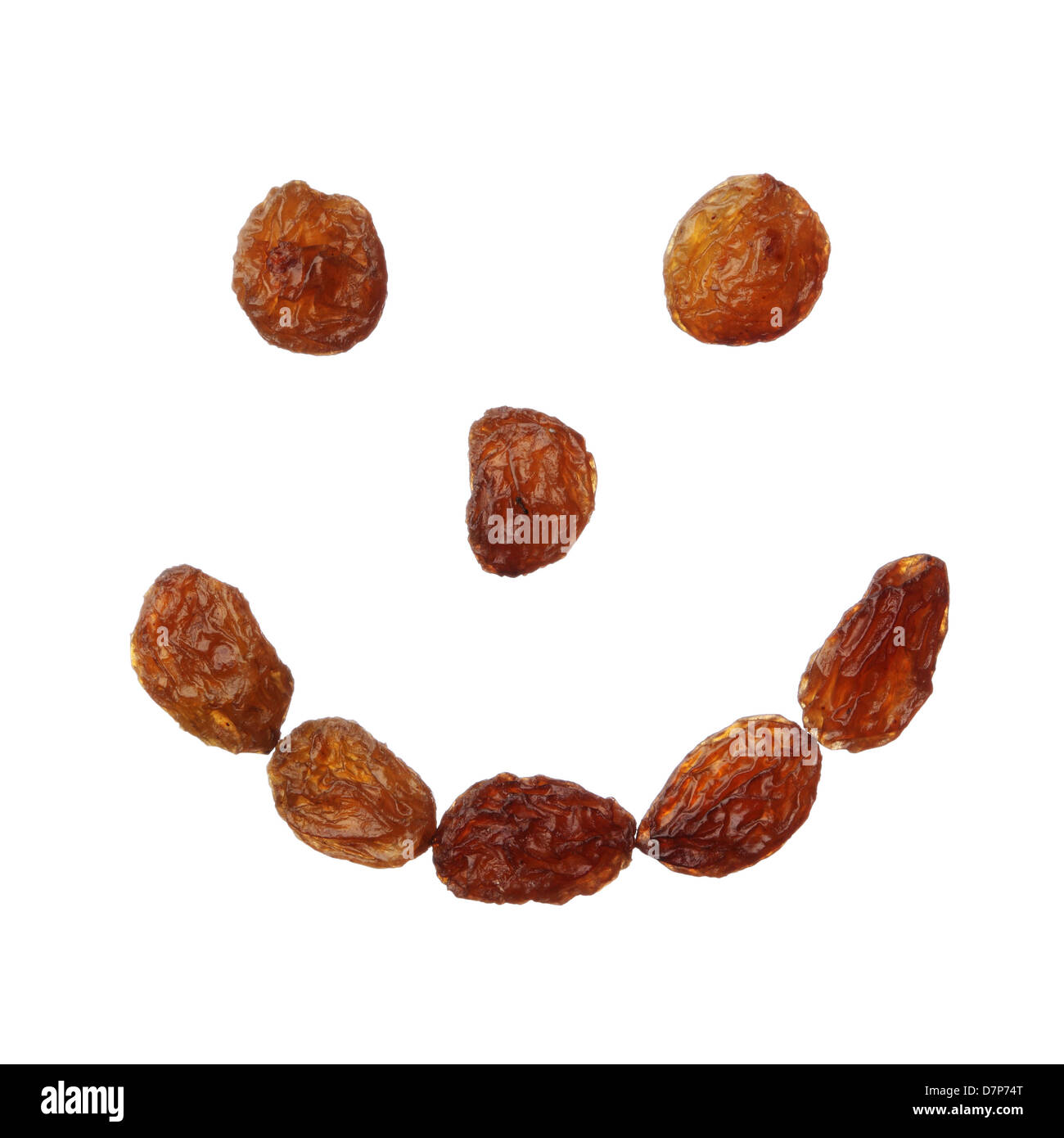 Raisins happy face isolated on white background, close up Stock Photo ...