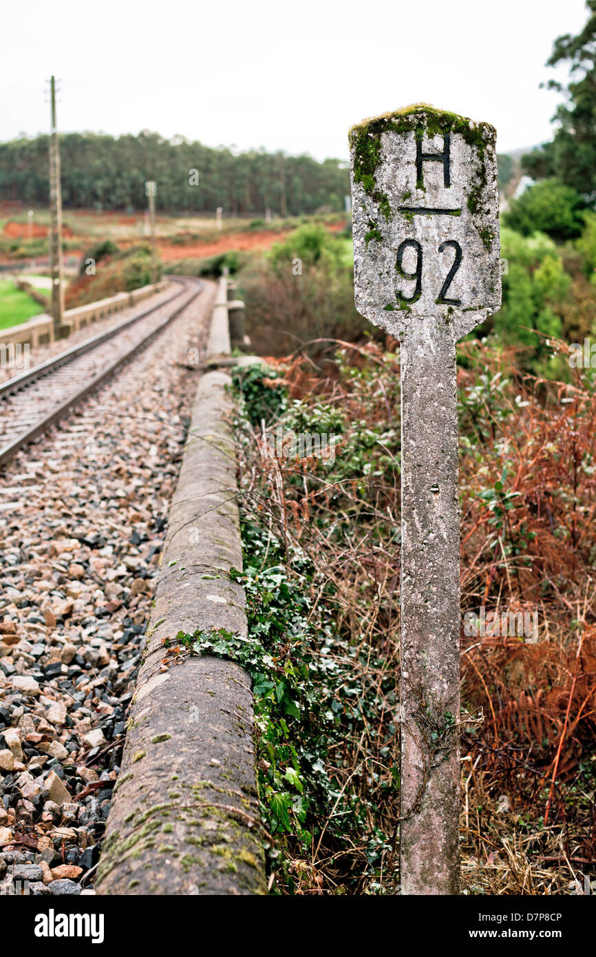 Old Rural Railroad at Northern Spain. Overcast weather Stock Photo - Alamy