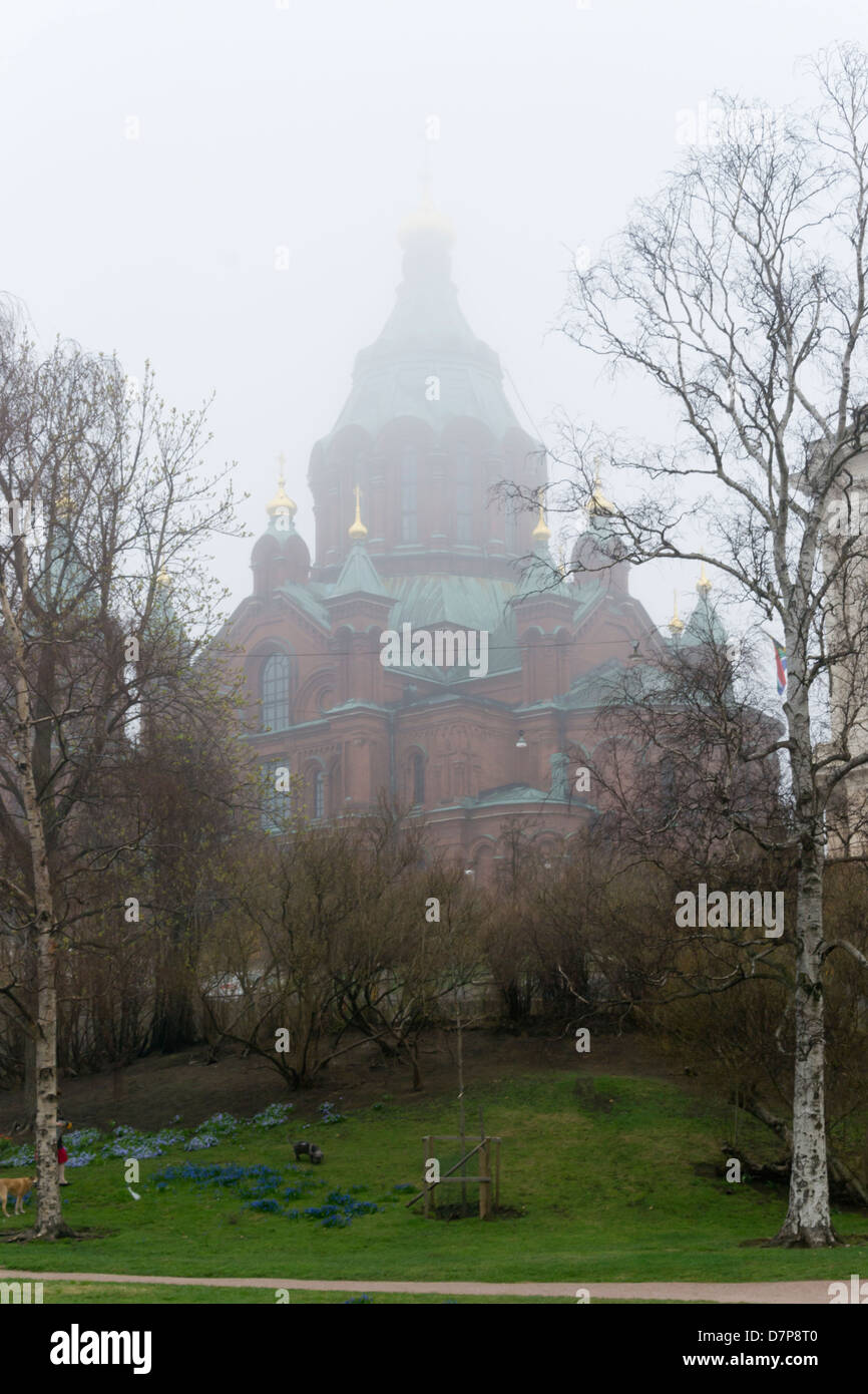 Orthodox Uspenski Cathedral in mist in Helsinki Finland Stock Photo - Alamy