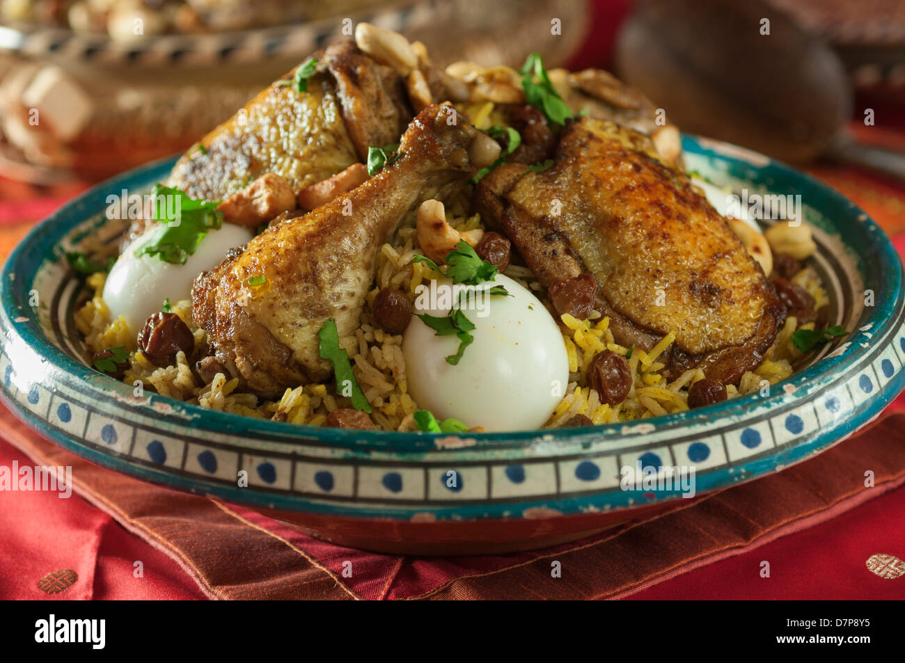 Kabsa chicken Chicken and rice dish Middle East Food Stock Photo - Alamy