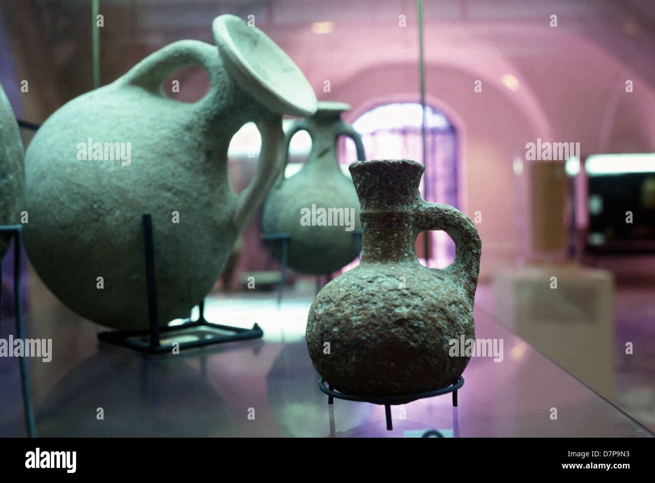 Ancient Jars and other archaeological artifacts displayed inside the ...