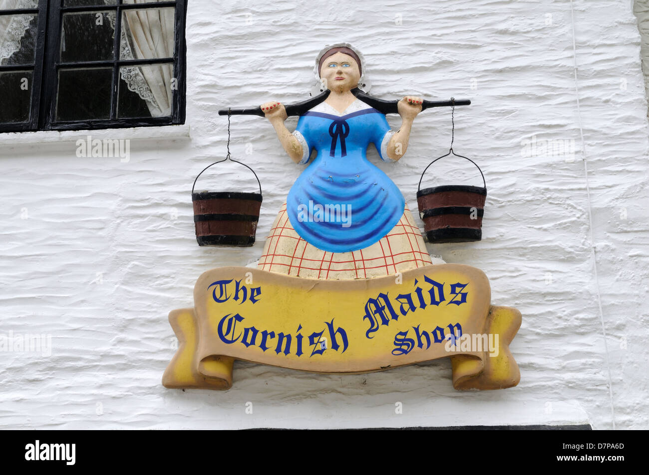 The Cornish Maids Shop sign Polperro Cornwall England UK GB Stock Photo ...