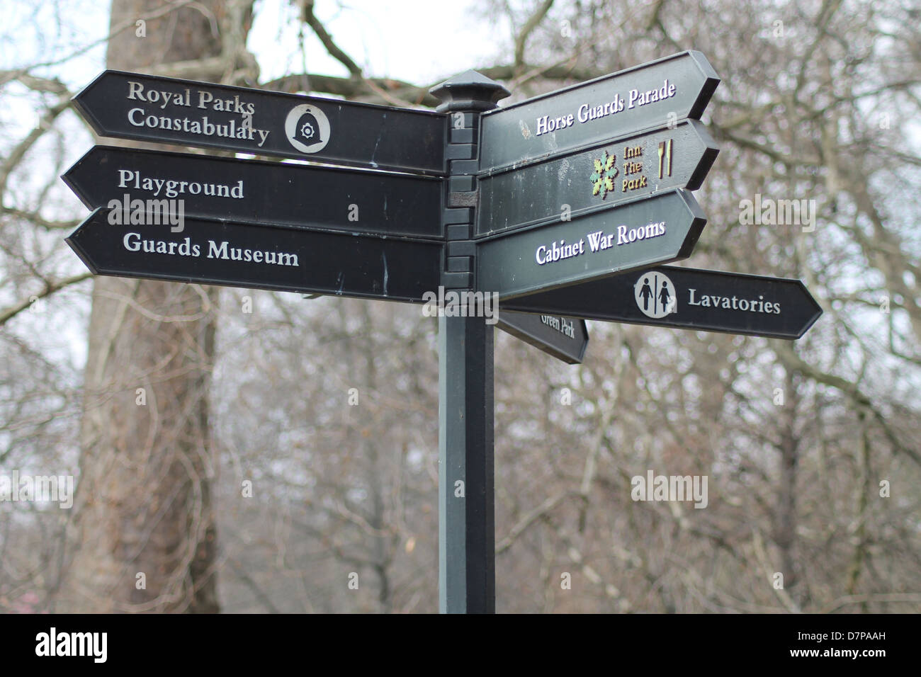 Signpost in Royal Park Stock Photo - Alamy